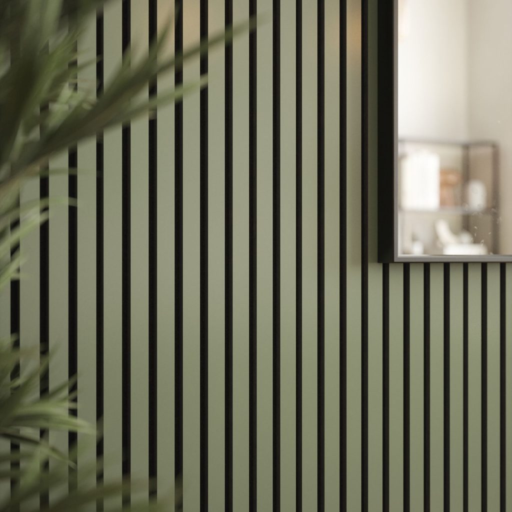2.4m Melamine Sage Green Acoustic Wall Panel - Kraus Flooring